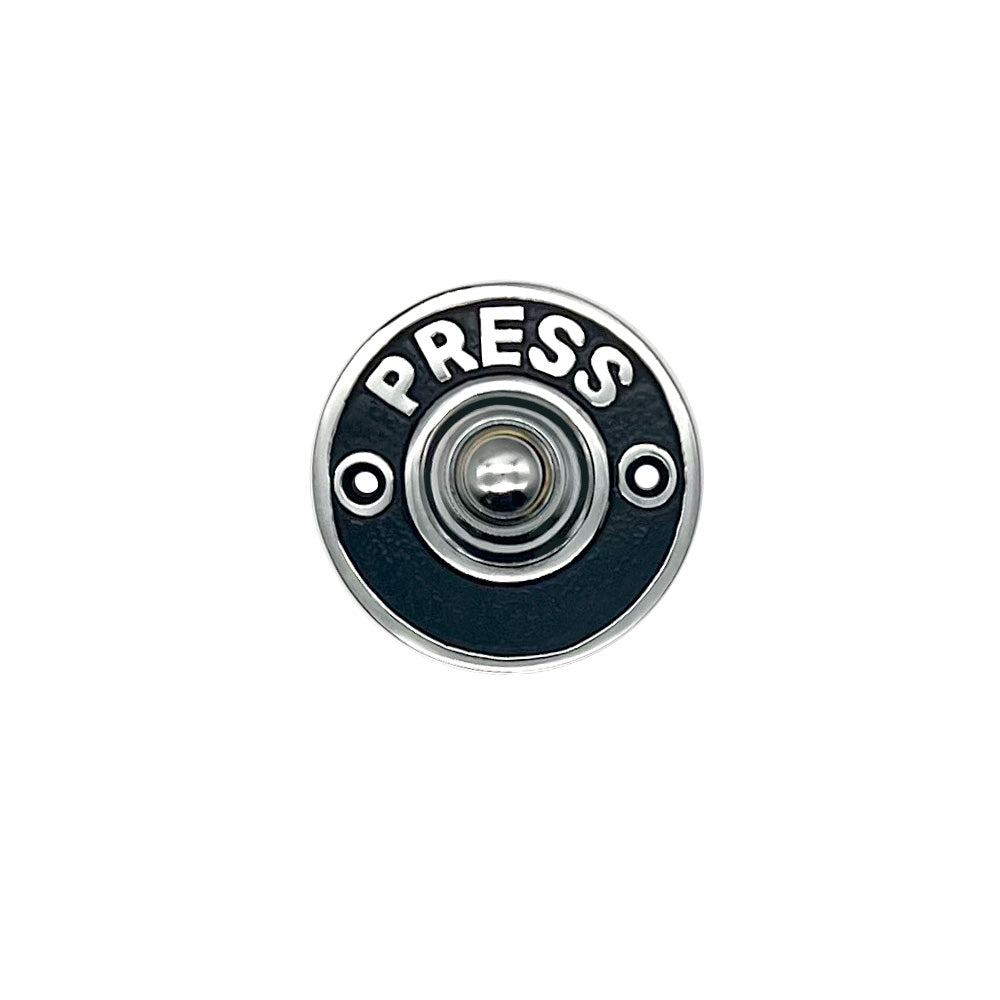 Wind up mechanical 'Press' Bell Push Chrome and Black with Chrome cent