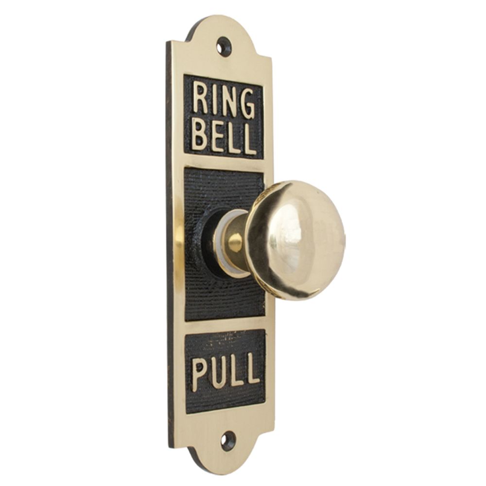 Oblong Embossed Butlers Bell Mechanical Pull - Polished Brass ...