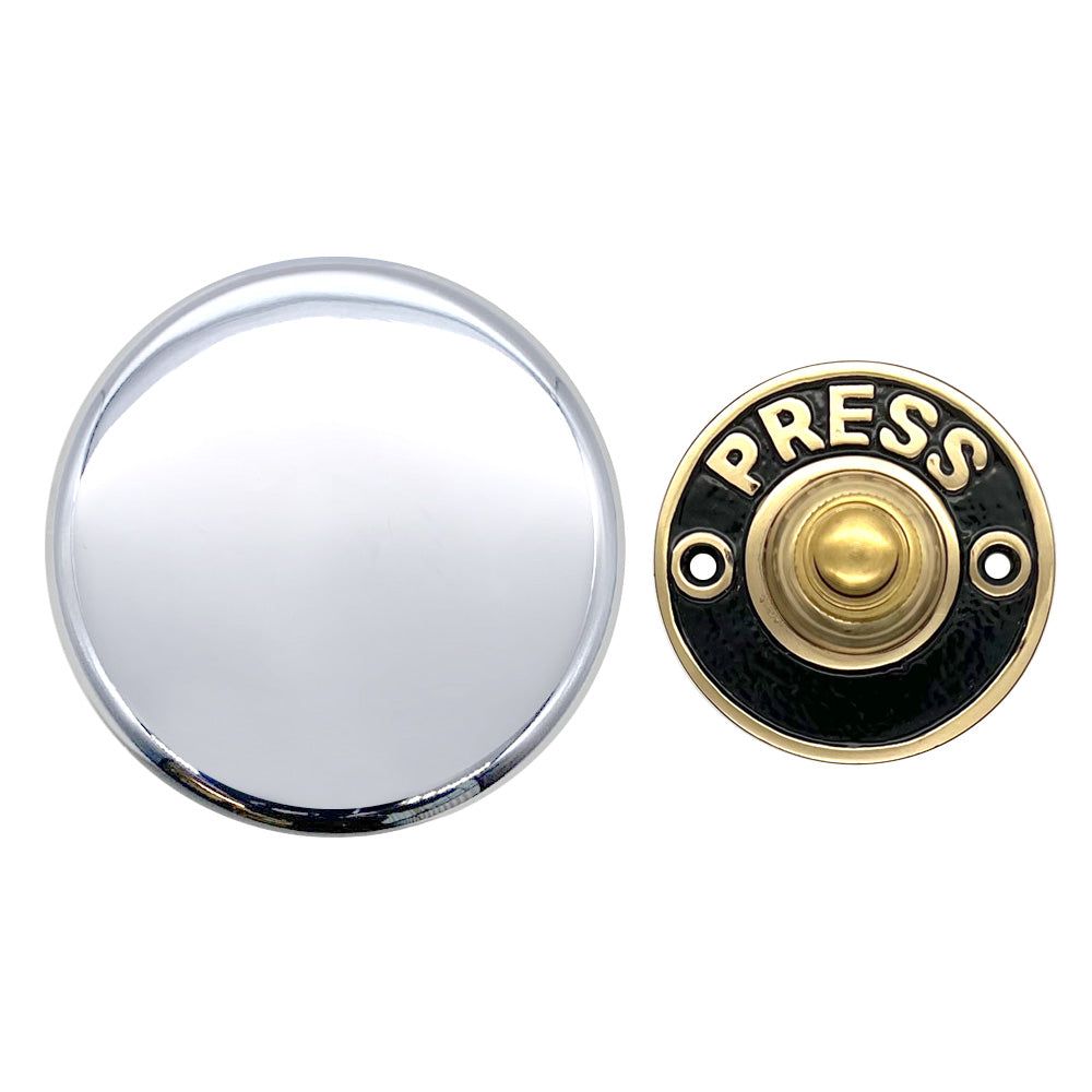 Chrome Wind up Mechanical Doorbell with Brass 'Press' Push Button ...