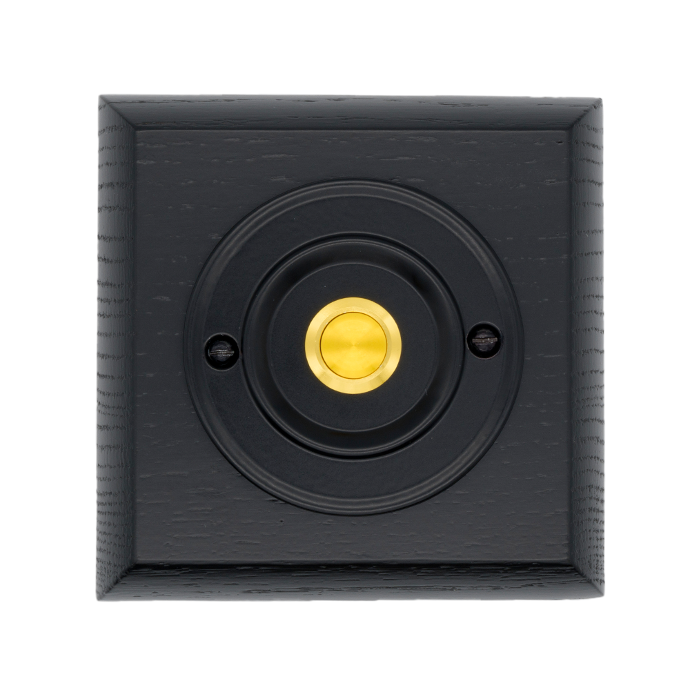 Modern Wireless Doorbell - Stylish Black Ash Square Wooden Plinth and