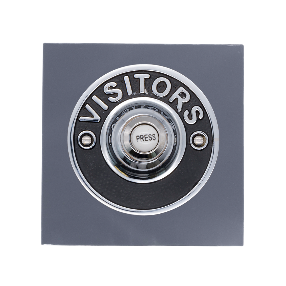 Modern Wireless Doorbell - Stylish Grey Square Perspex Plinth and VISI