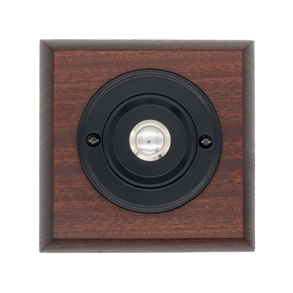 Modern Living Square Wireless Doorbell in Mahogany and Black - Chrome ...
