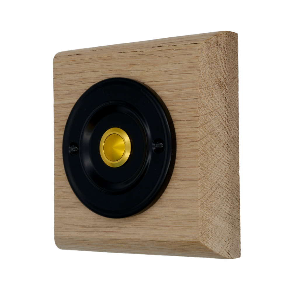 Modern Living Square Wireless Doorbell in Natural and Black - Gold Cen ...
