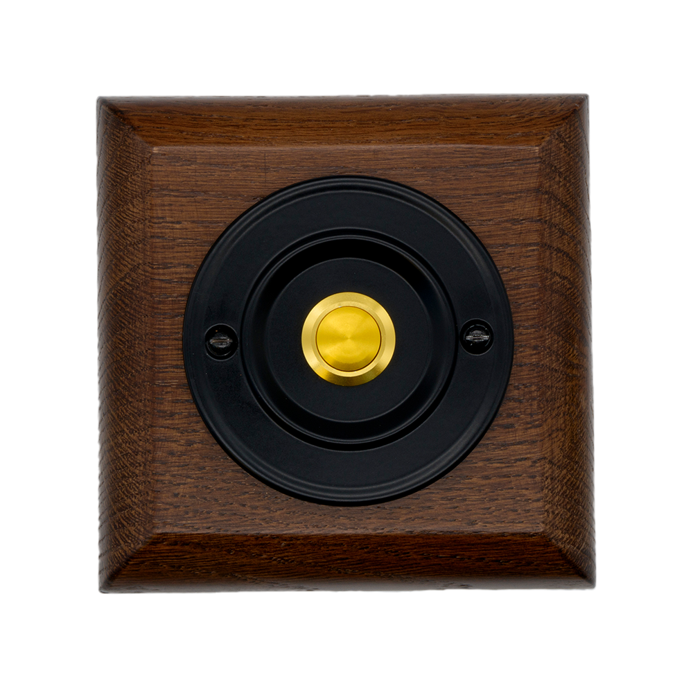 Modern Living Square Wireless Doorbell in Tudor and Black - Gold Centr ...