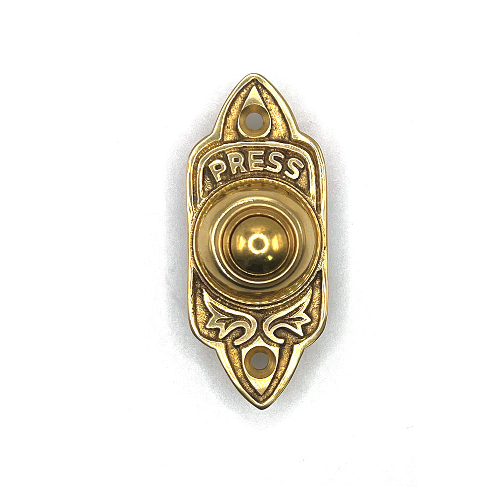 Traditional Style "Ornate Press" Rectangle Brass Bell Push