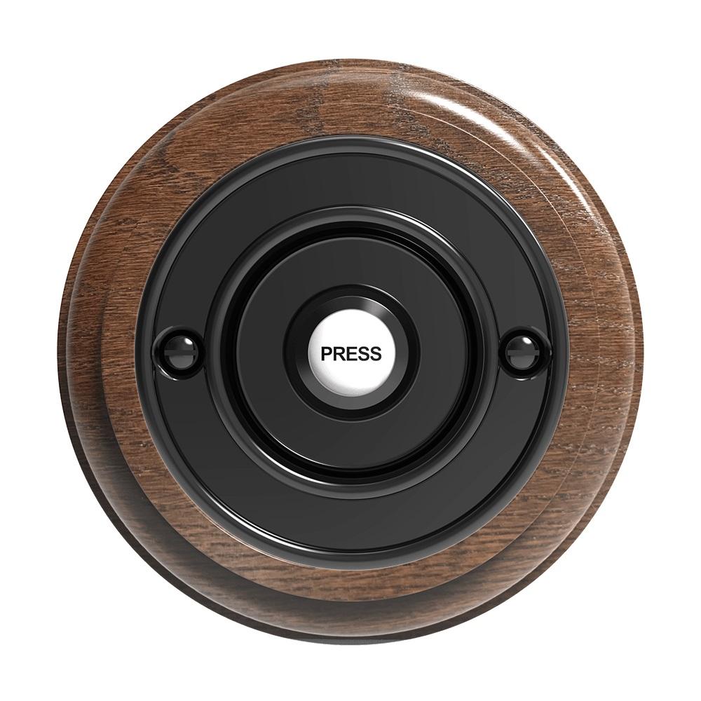 Traditional Wireless Doorbell - Vintage Style Round Tudor Oak Wooden P